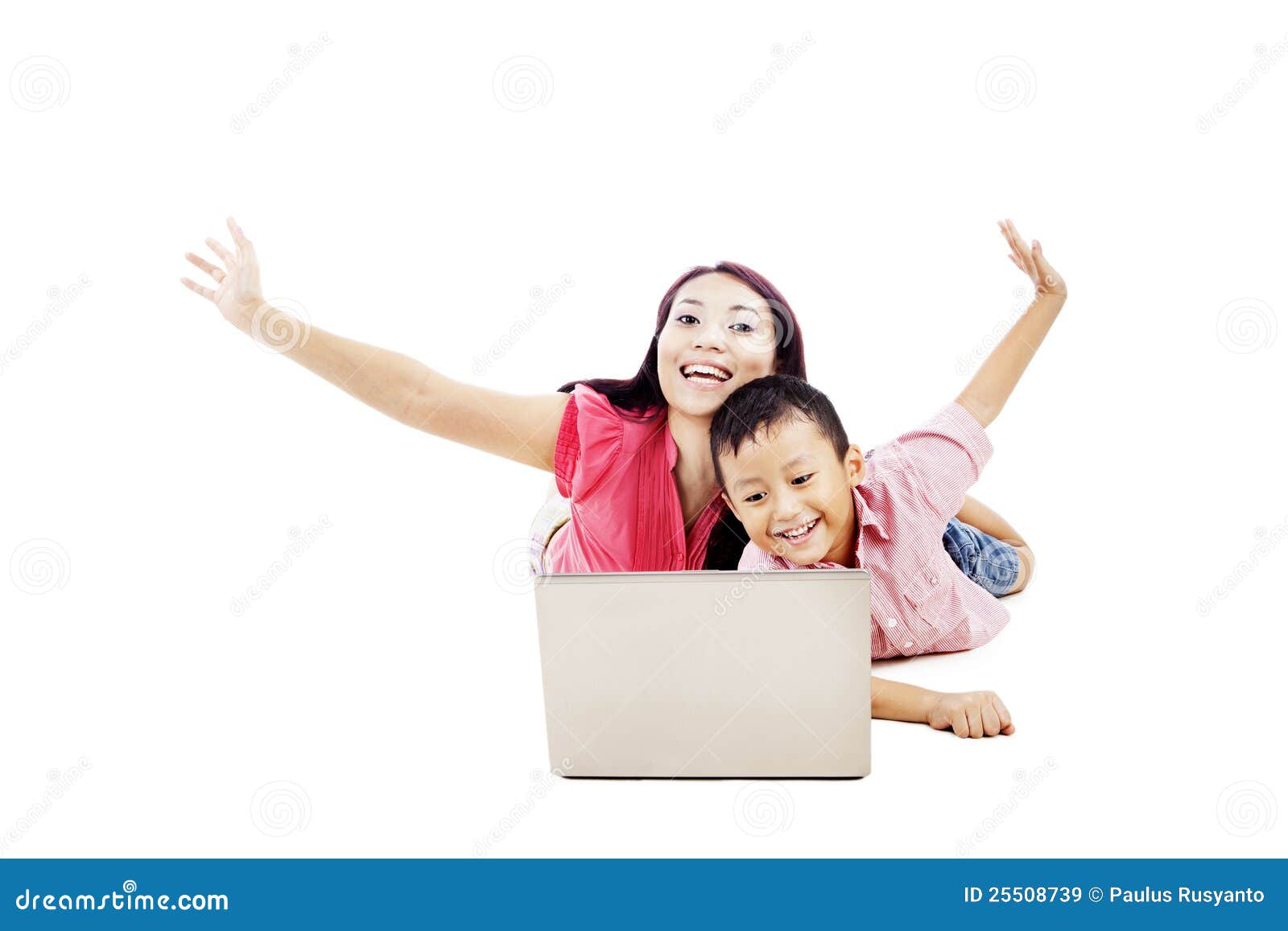 Happy Family with Laptop Computer Stock Image - Image of happy ...
