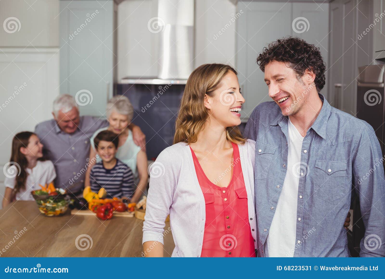 Happy Family Laughing in Kitchen Stock Image - Image of cheerful, child ...