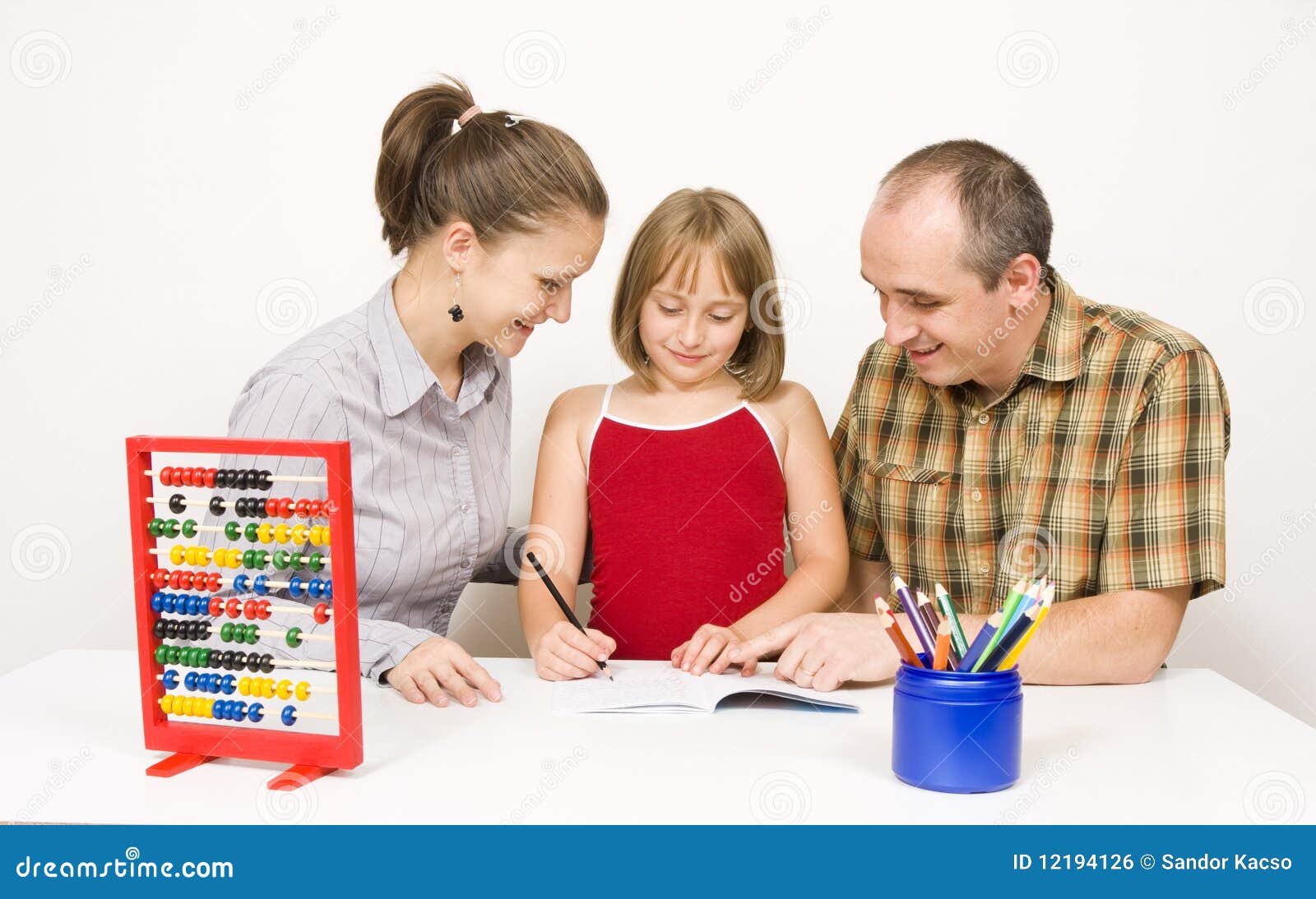 Happy family learning stock photo. Image of educate, female - 12194126
