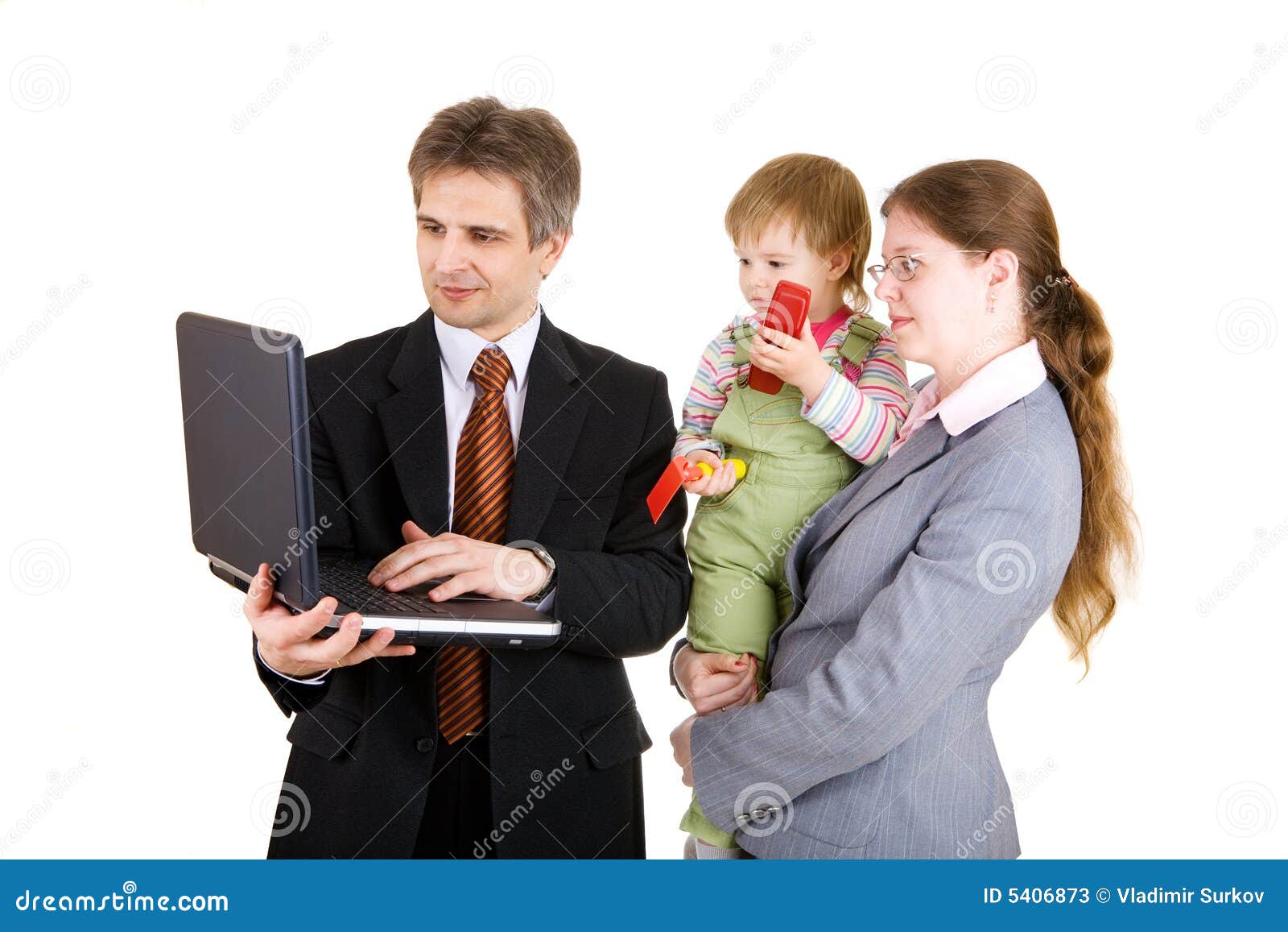 Happy Family Looking into the Screen of Laptop Stock Image - Image of ...