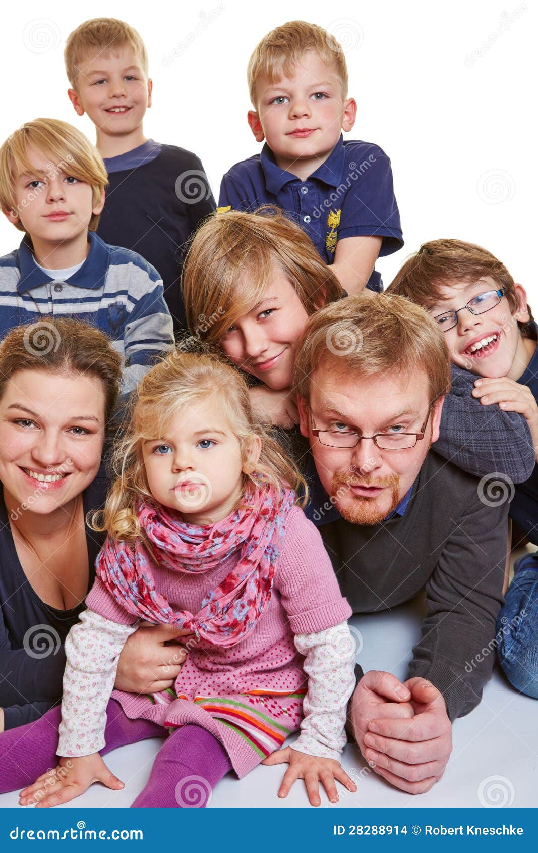Happy Family with Many Kids Stock Photo - Image of closeness, child ...