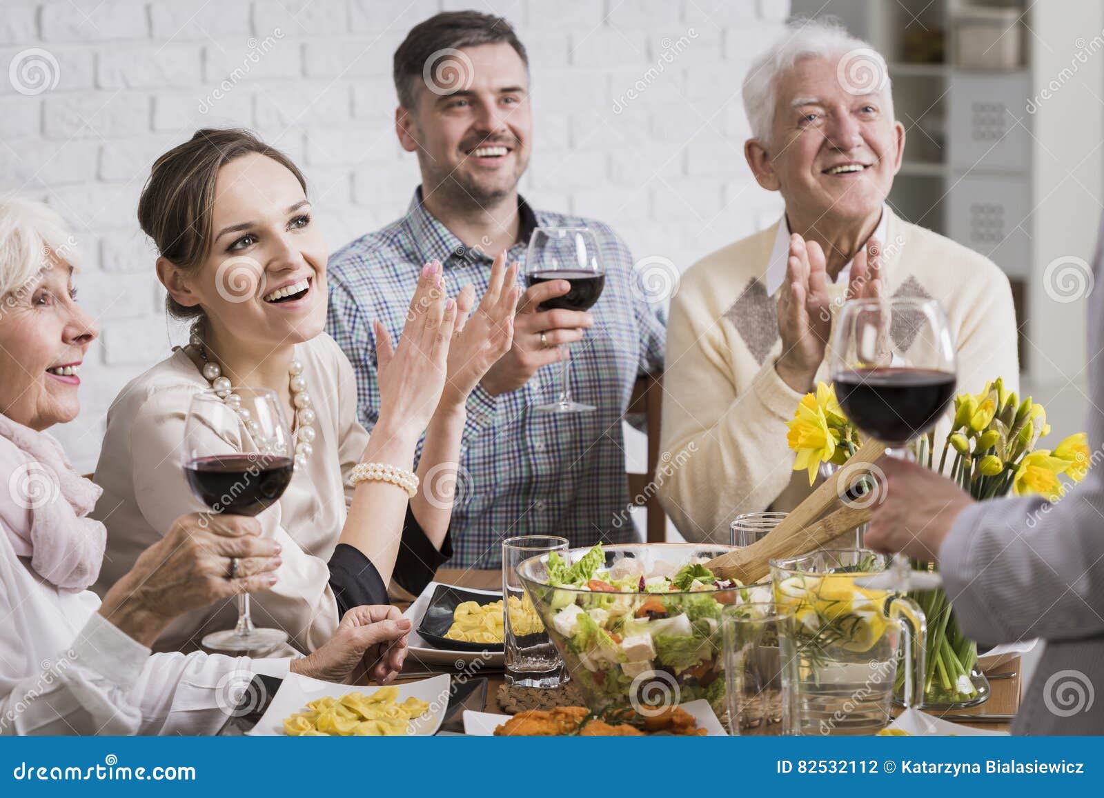 Happy Family Members Clapping Hands Stock Photo - Image of home ...
