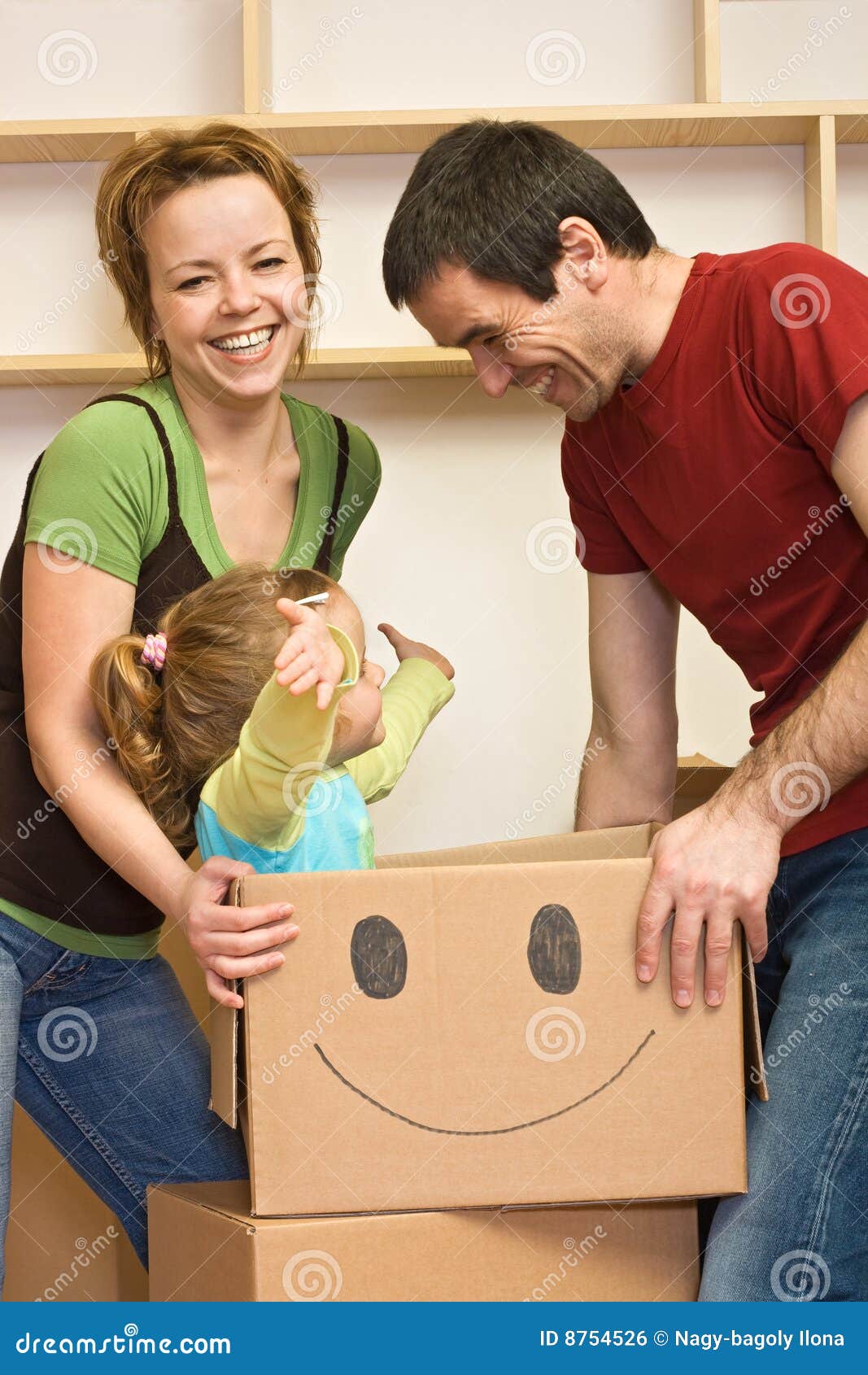 Happy family moving stock photo. Image of people, mortgage - 8754526