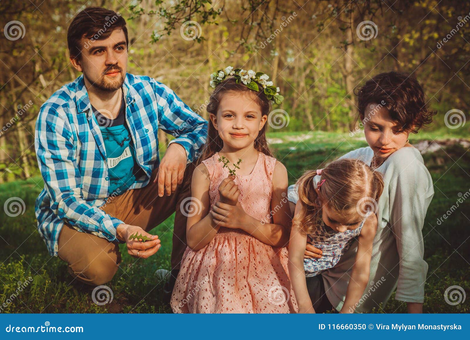 Happy family outdoors stock photo. Image of spring, bright - 116660350