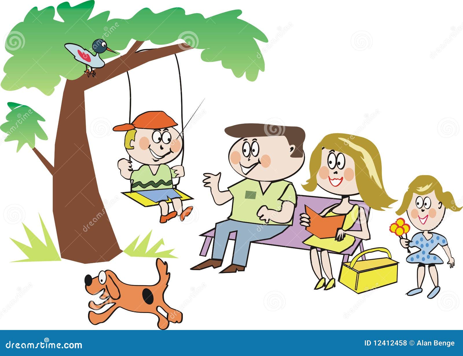 Happy Family in Park Cartoon Stock Vector - Illustration of happy ...