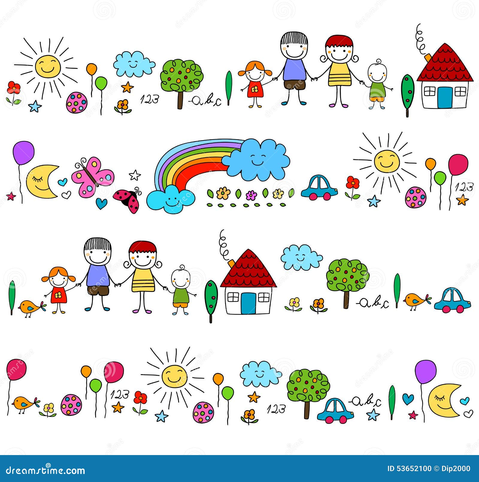 Happy family pattern stock vector. Illustration of graphic - 53652100