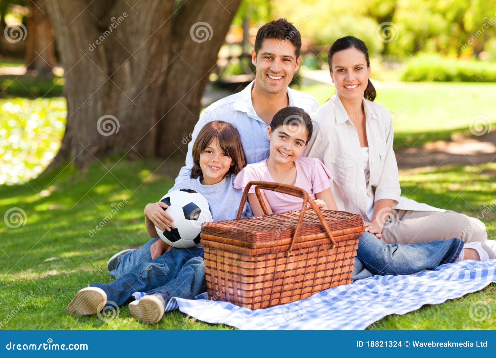 Happy Family Picnicking in the Park Stock Photo - Image of relax ...