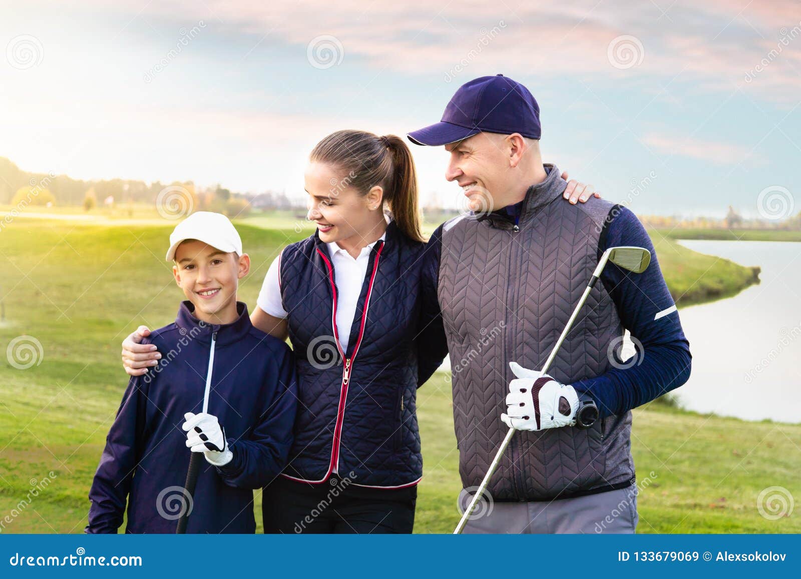 Happy Family is Playing Golf in Autumn Stock Image - Image of kids ...