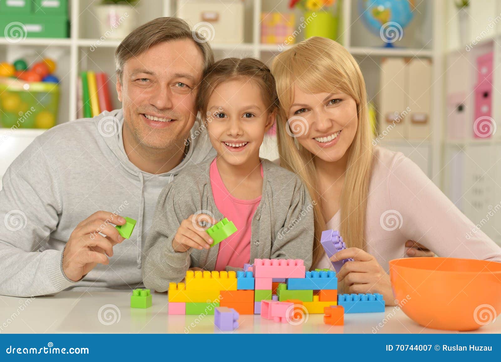 Happy Family Playing at Home Stock Image - Image of color, learning ...