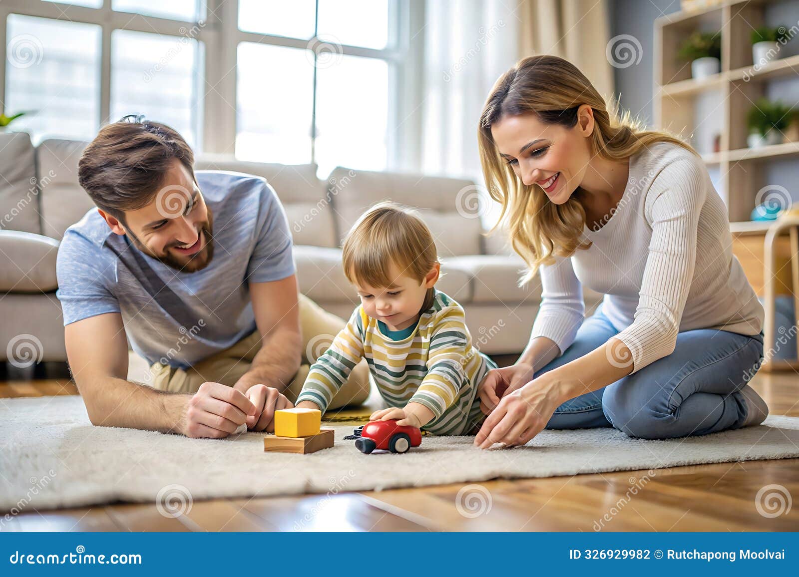 Happy Family Playing Together at Home Stock Illustration - Illustration ...