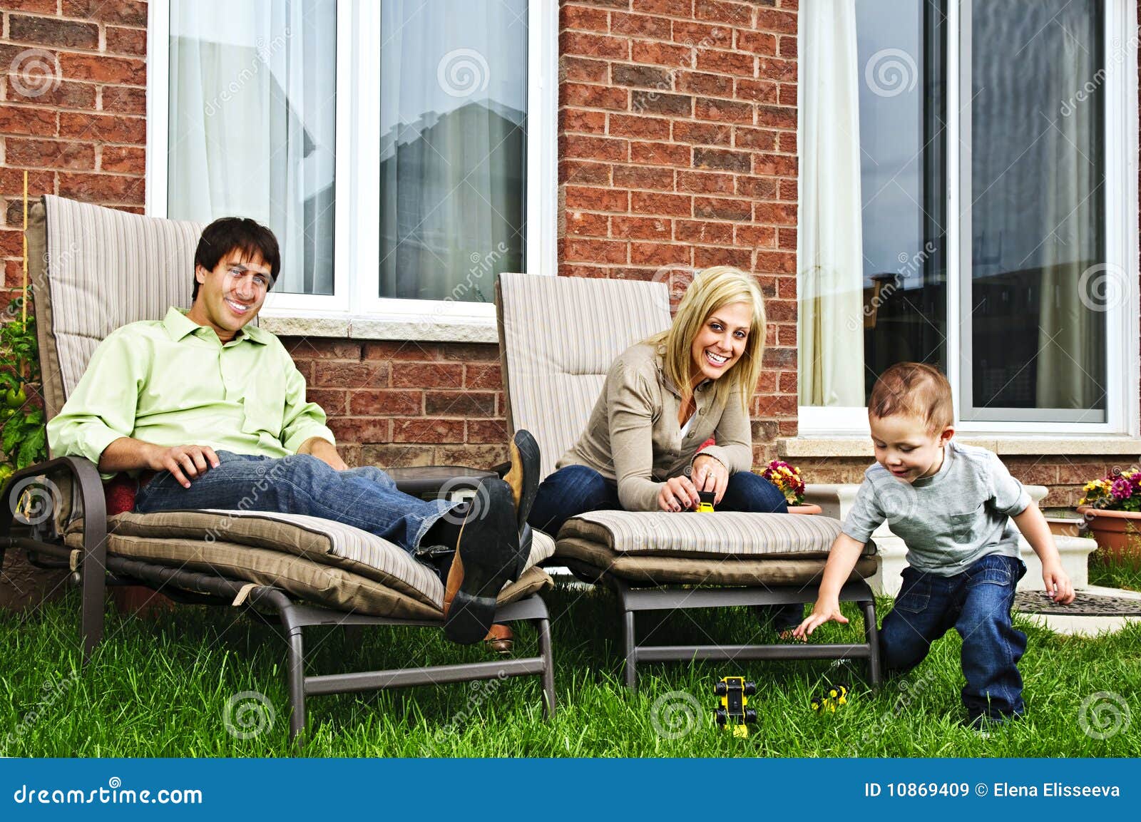 Happy Family Relaxing at Home Stock Image - Image of outdoors, family ...