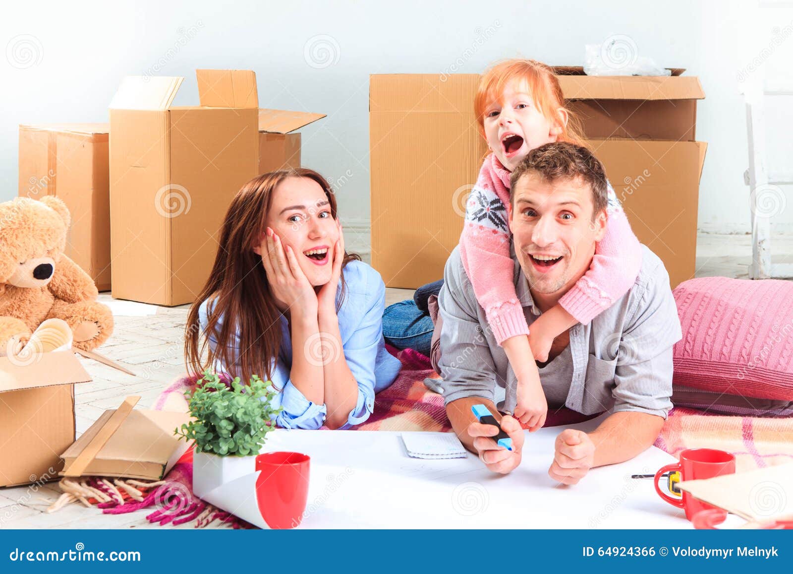The Happy Family during Repair and Relocation Stock Photo - Image of ...