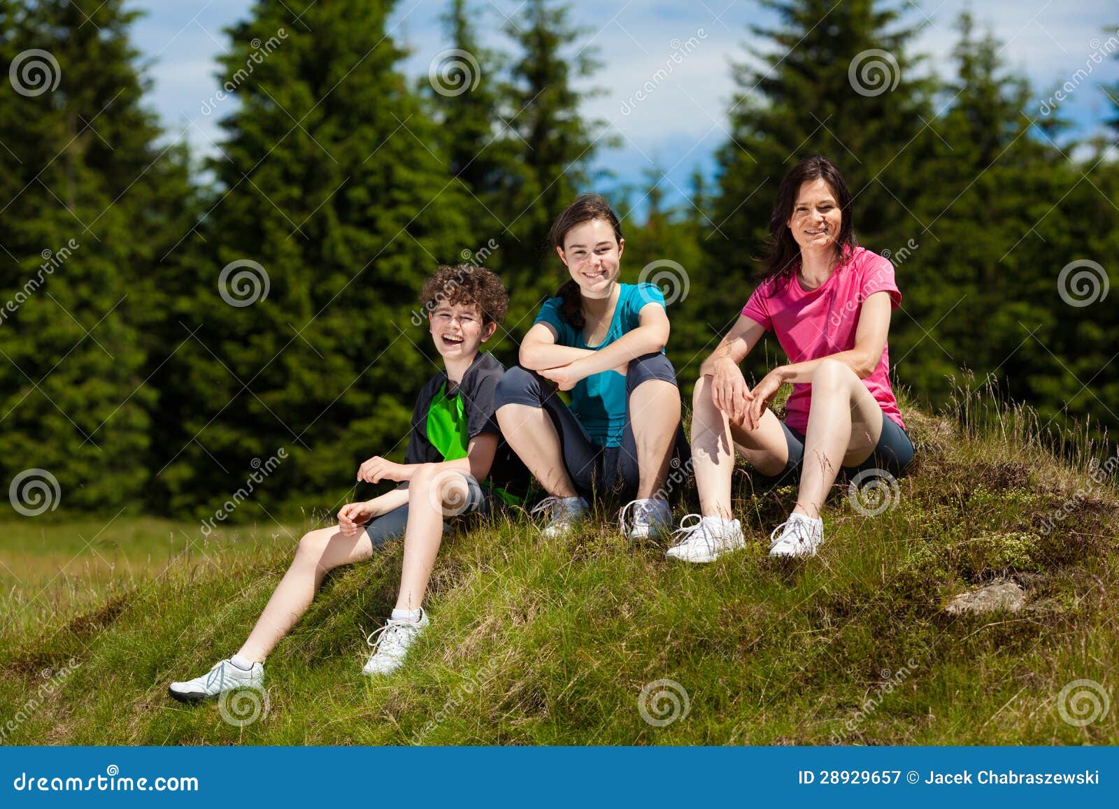 Happy Family Resting Outdoor Stock Image - Image of resting, sitting ...