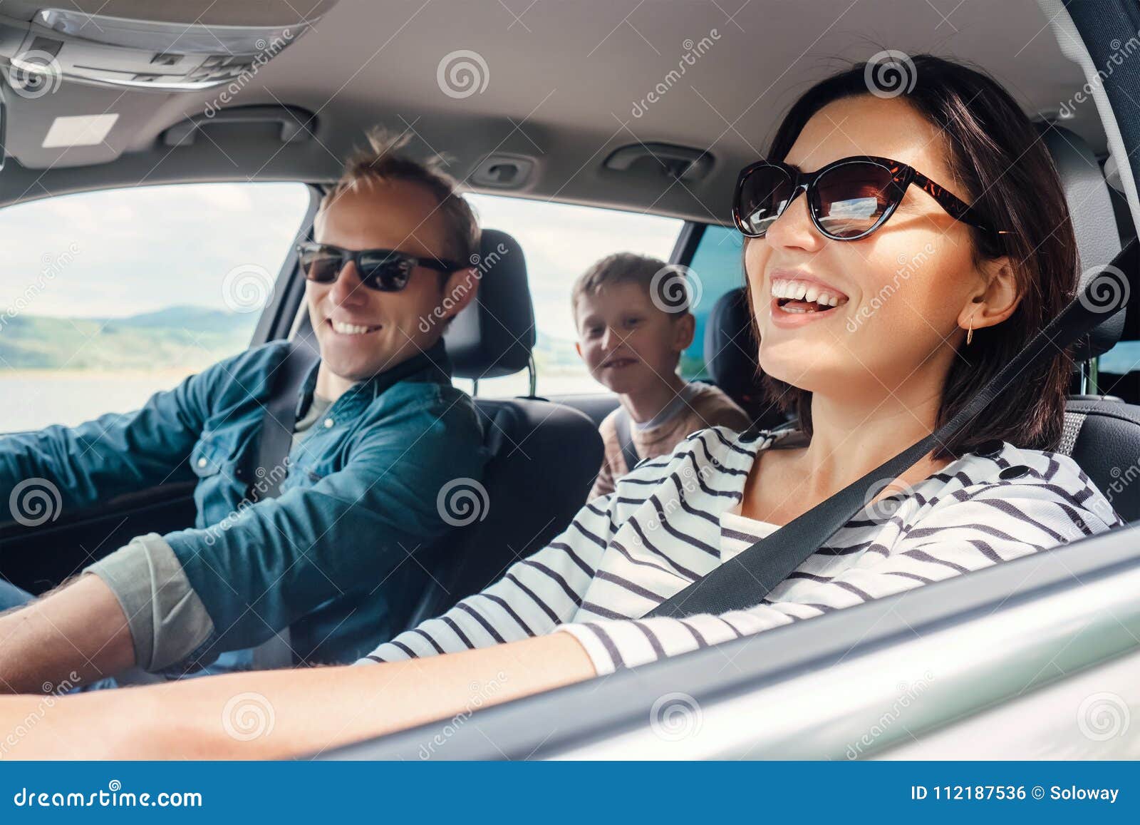 Happy Family Ride in the Car Stock Photo - Image of drive, seat: 112187536