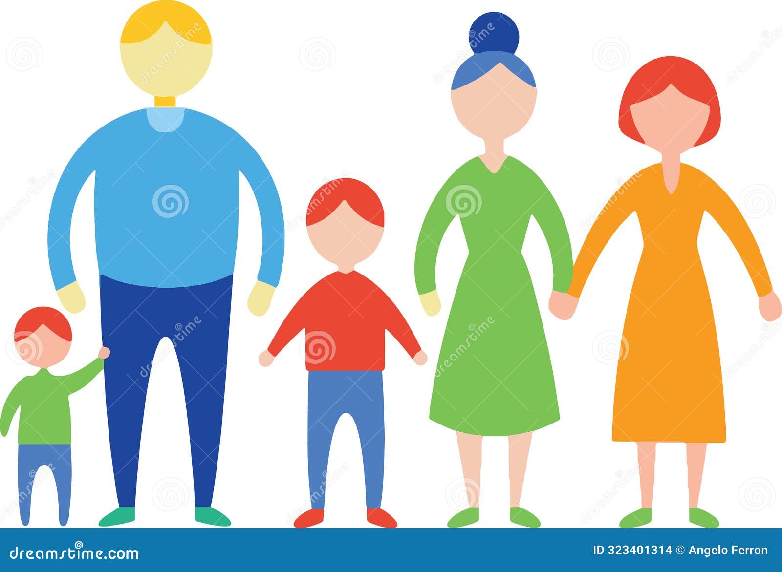 Happy Family of Seven Members Smiling Together- Stock Vector ...