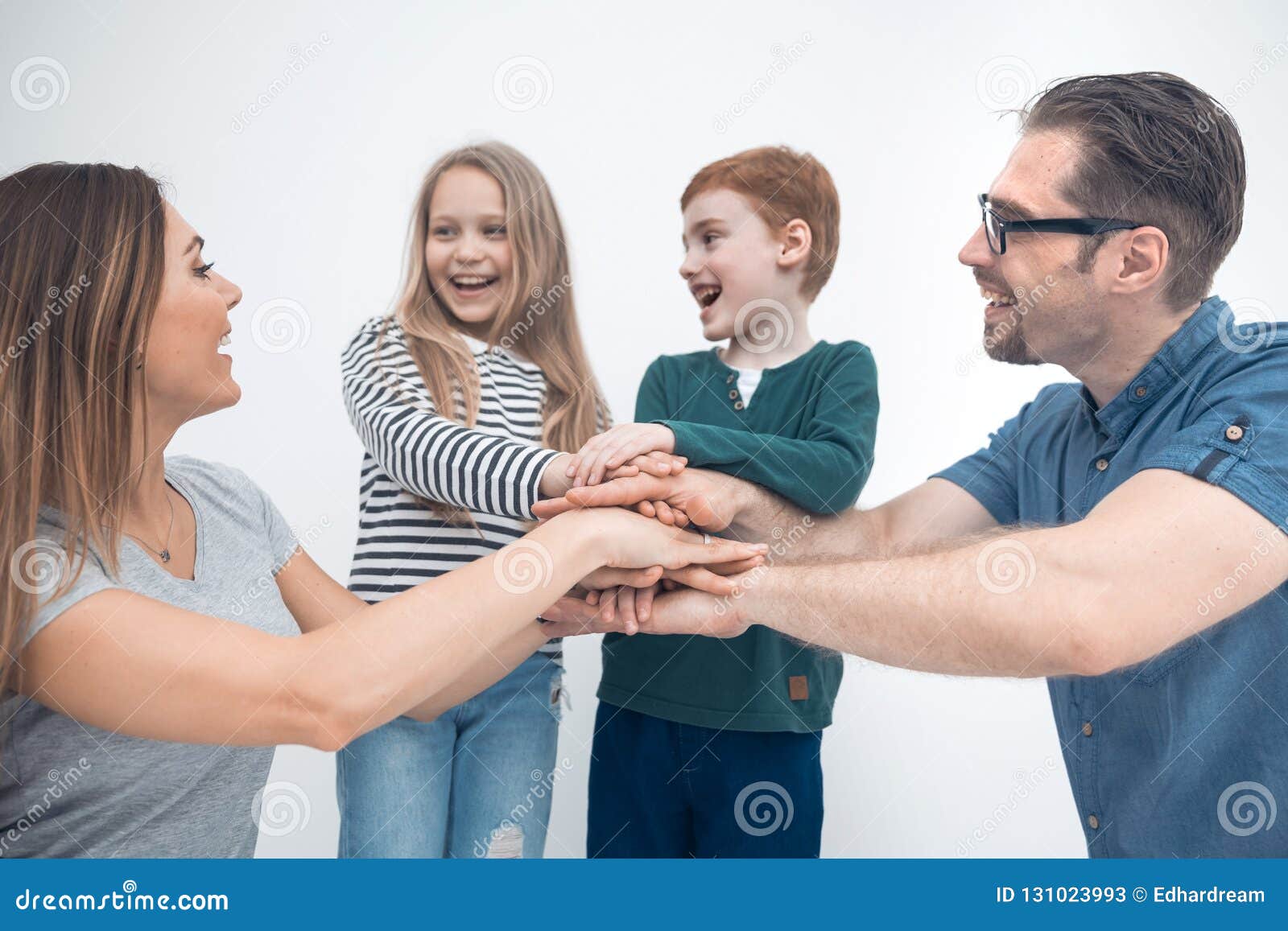 Happy Family Showing Their Unity Stock Image - Image of closeup, family ...