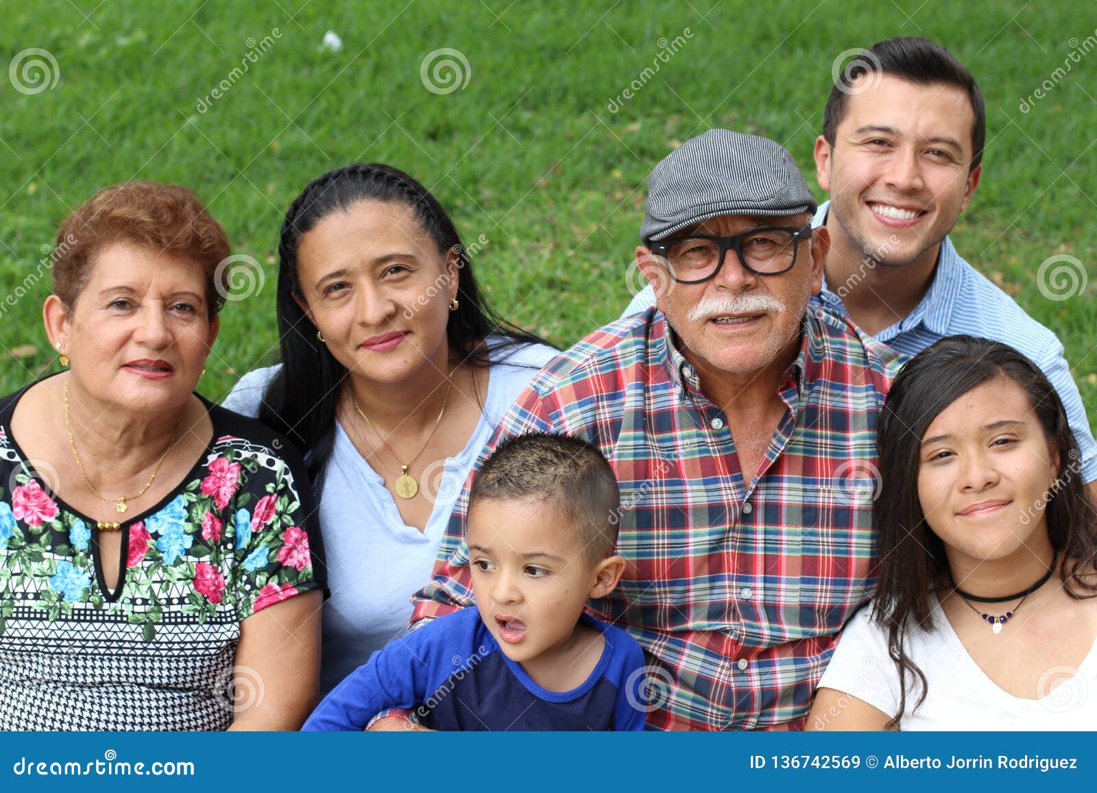 Big Multigenerational Family Holding Hands And Running Together On ...