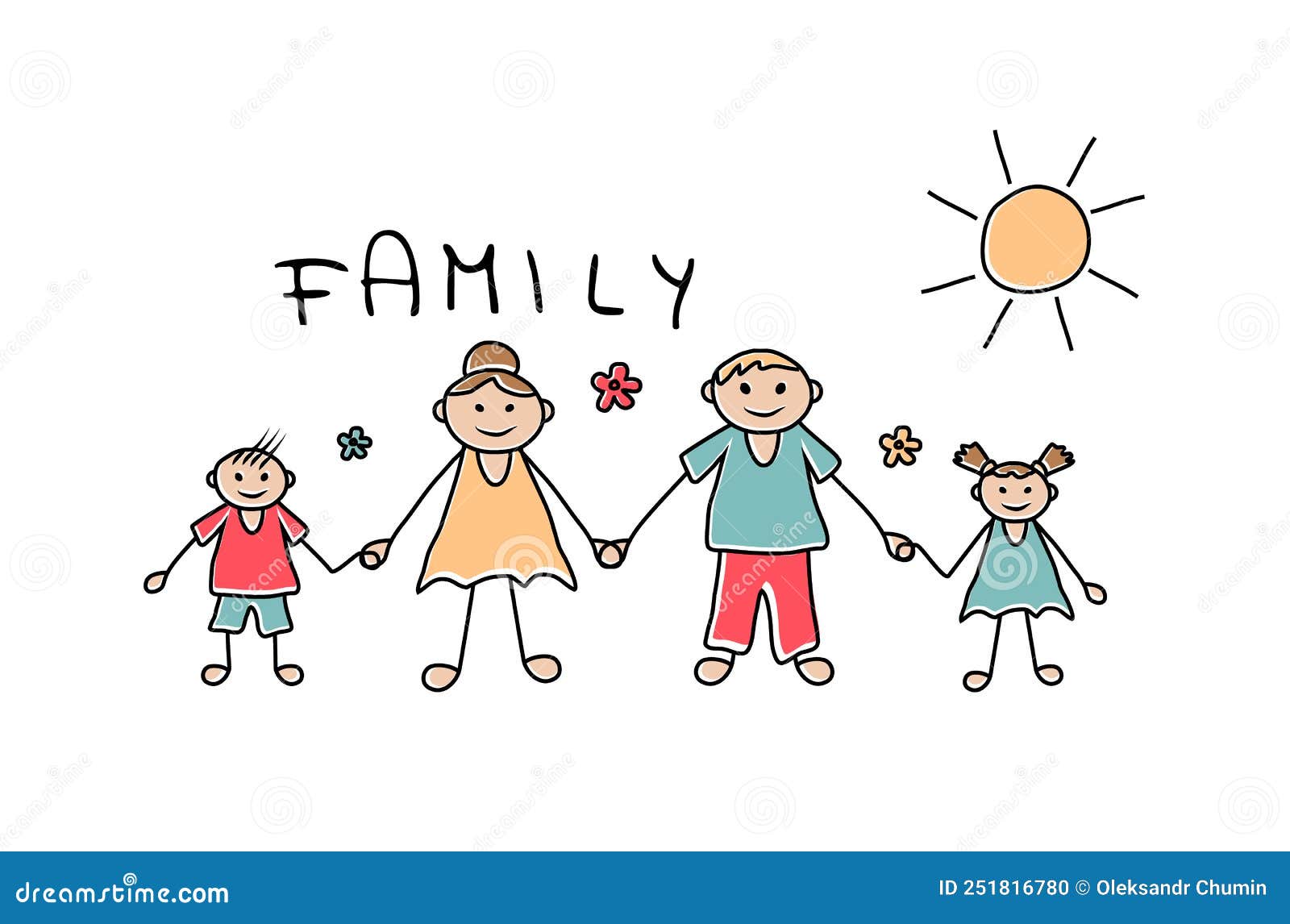 Happy Family, Sketch for Your Design Stock Vector - Illustration of ...