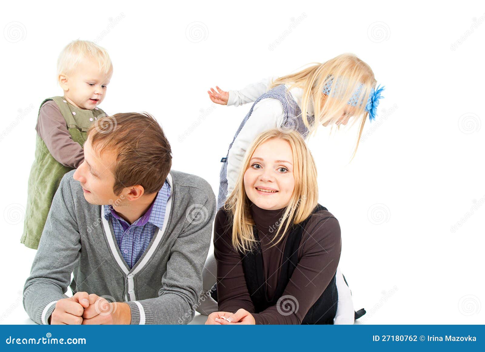 Happy Family with Small Children Stock Photo - Image of health, group ...