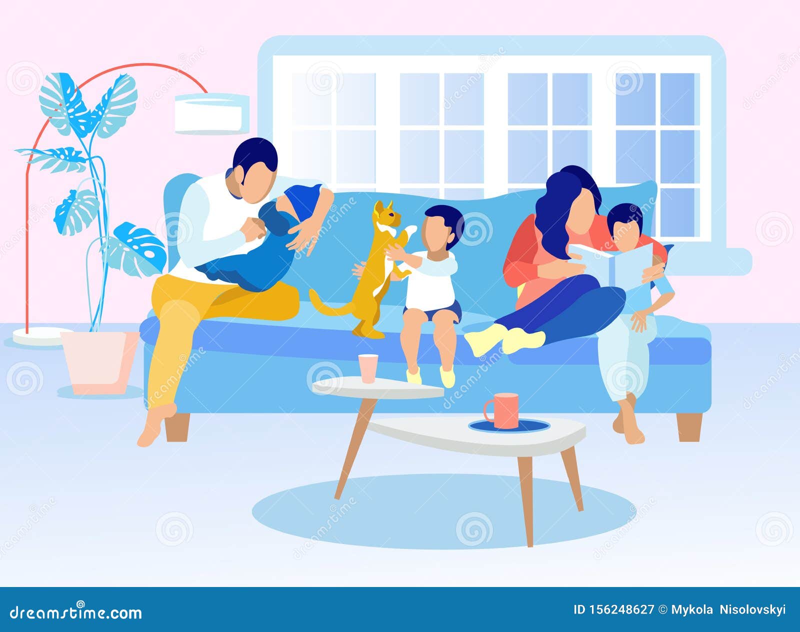Happy Family Spending Time at Home Illustration Stock Vector ... Happy Family Spending Time at Home Illustration Stock Vector ...