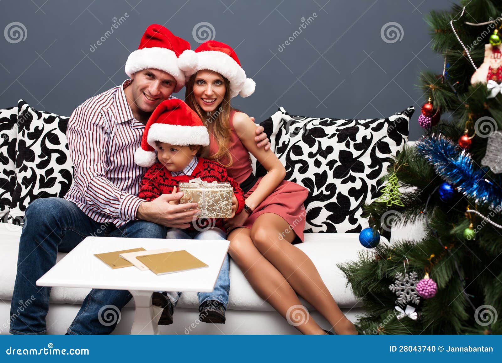 Happy Family Spending Christmas Time Stock Photo - Image of decoration ...