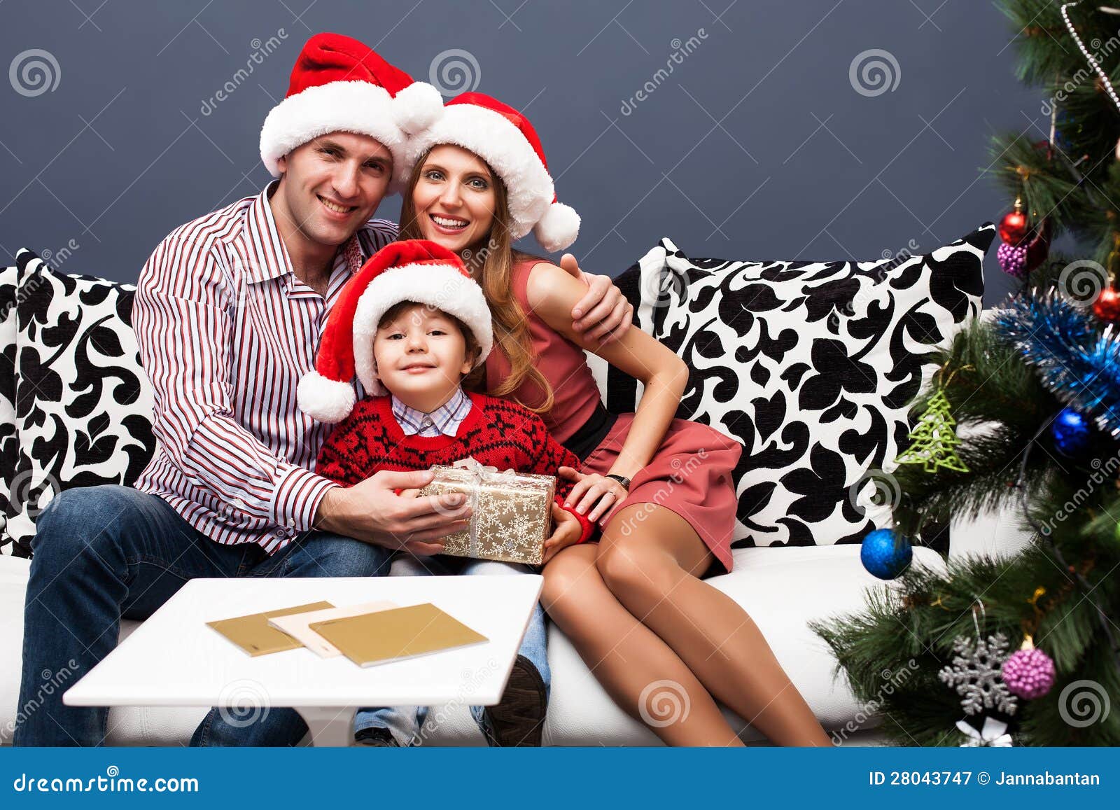 Happy Family Spending Christmas Time Stock Image - Image of female ...