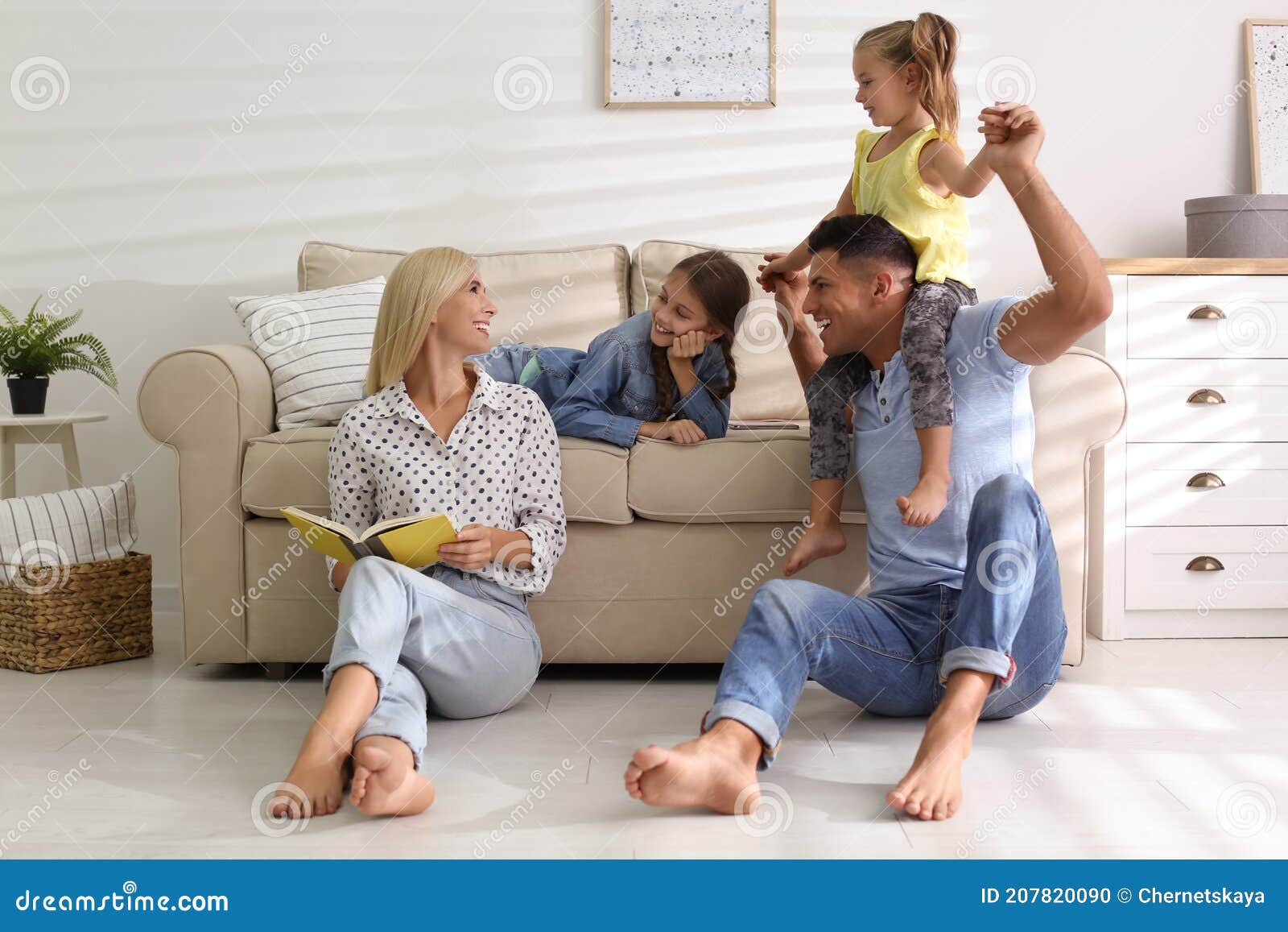 Happy Family Spending Time Together at Home Stock Photo - Image of ...
