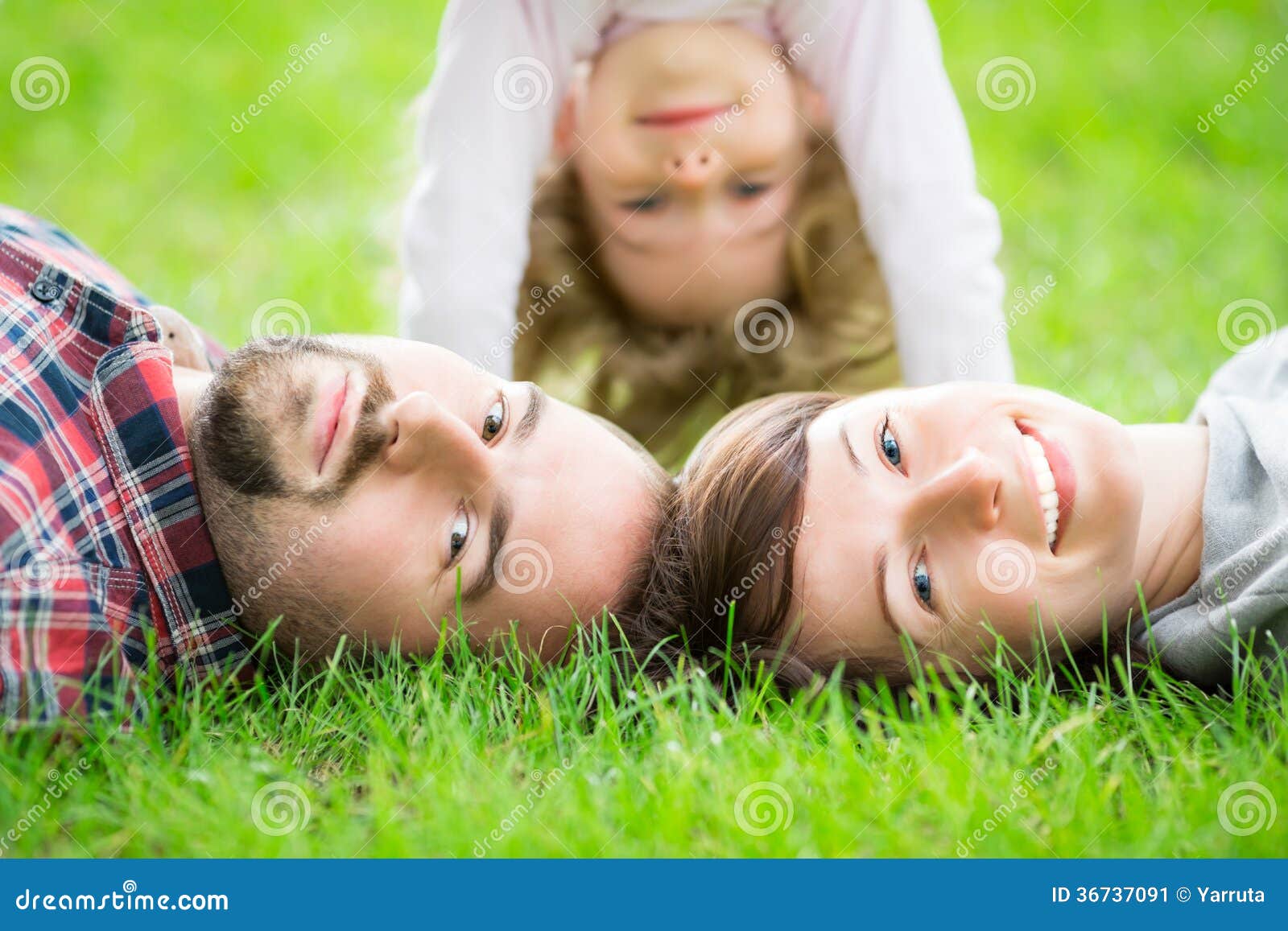 Happy family in spring stock image. Image of closeup - 36737091
