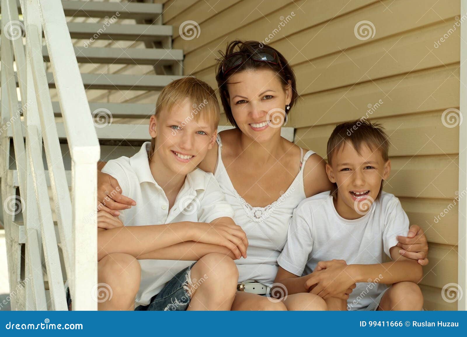 Happy family in the summer stock photo. Image of boys - 99411666