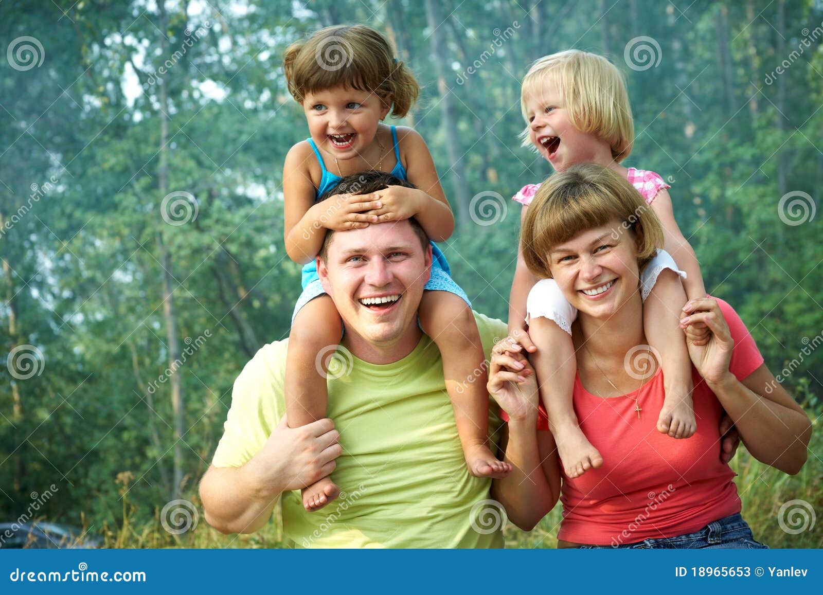 Happy family in summertime stock image. Image of outdoor - 18965653