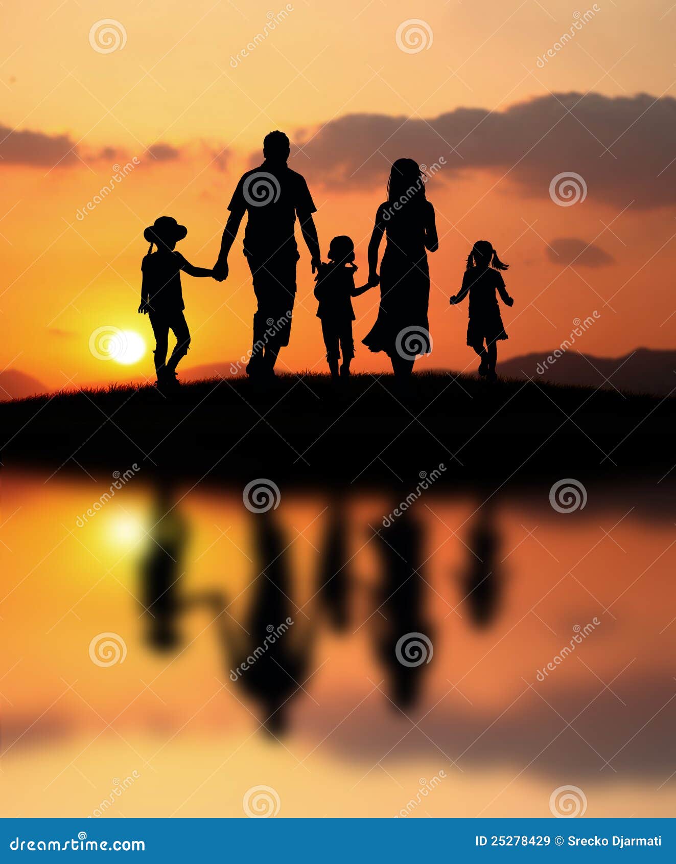 Happy family at sunset stock image. Image of glowworm - 25278429