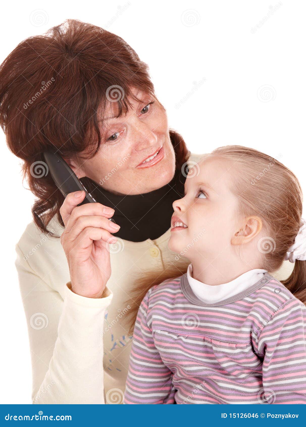 Happy Family Talking by Mobile Phone. Stock Photo - Image of concept ...