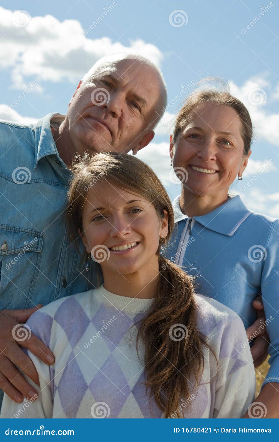 Happy family of three stock image. Image of husband, meadow - 16780421