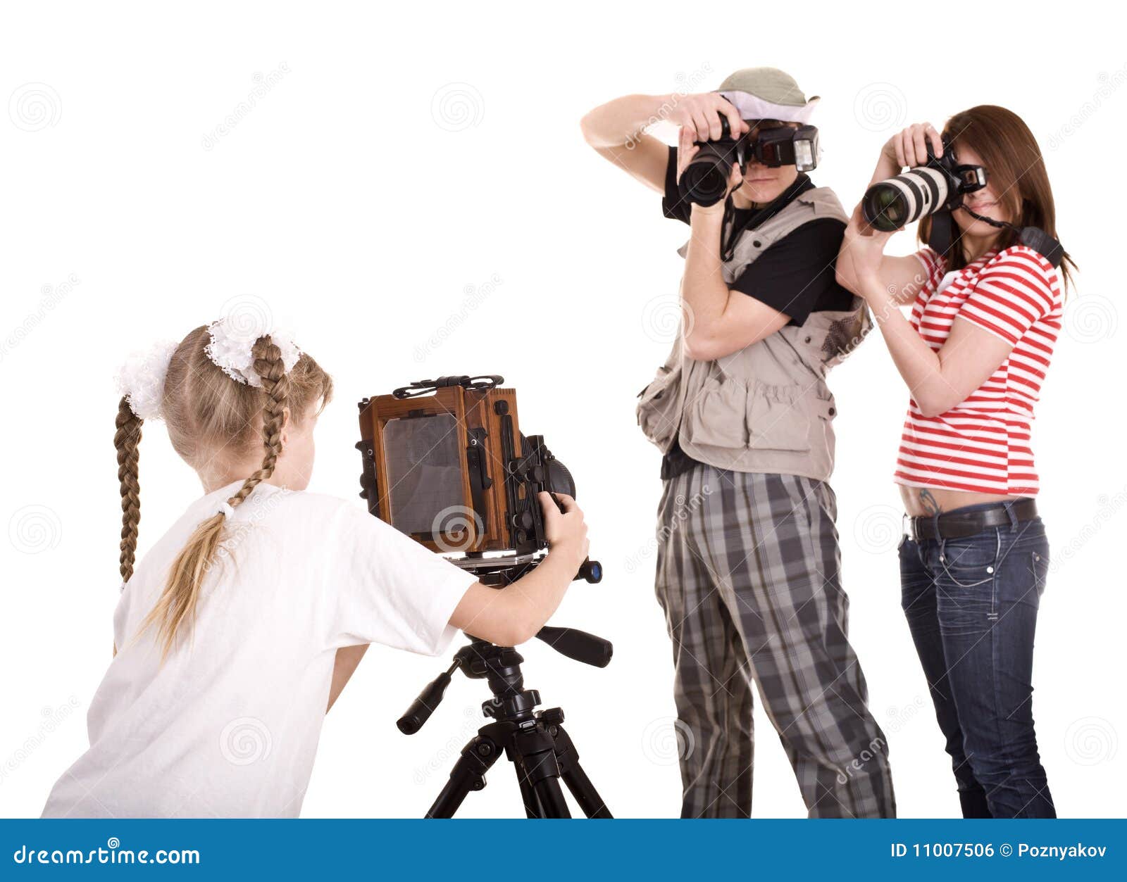Happy Family with Three Camera. Stock Photo - Image of happy, shoot ...