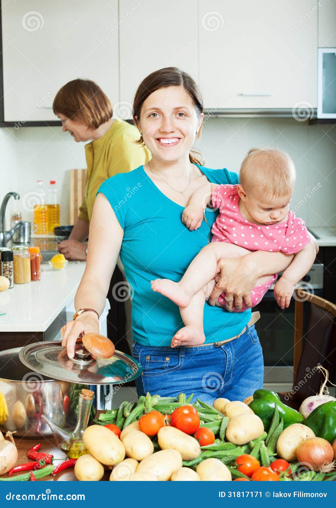Happy Family of Three Generations Stock Image - Image of family, people ...