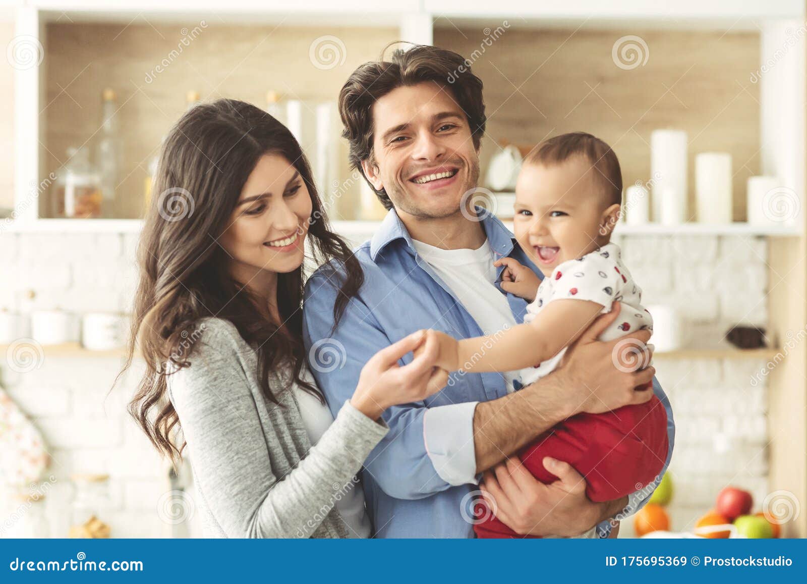 Happy Family of Three Playing Together at Home Stock Image - Image of ...