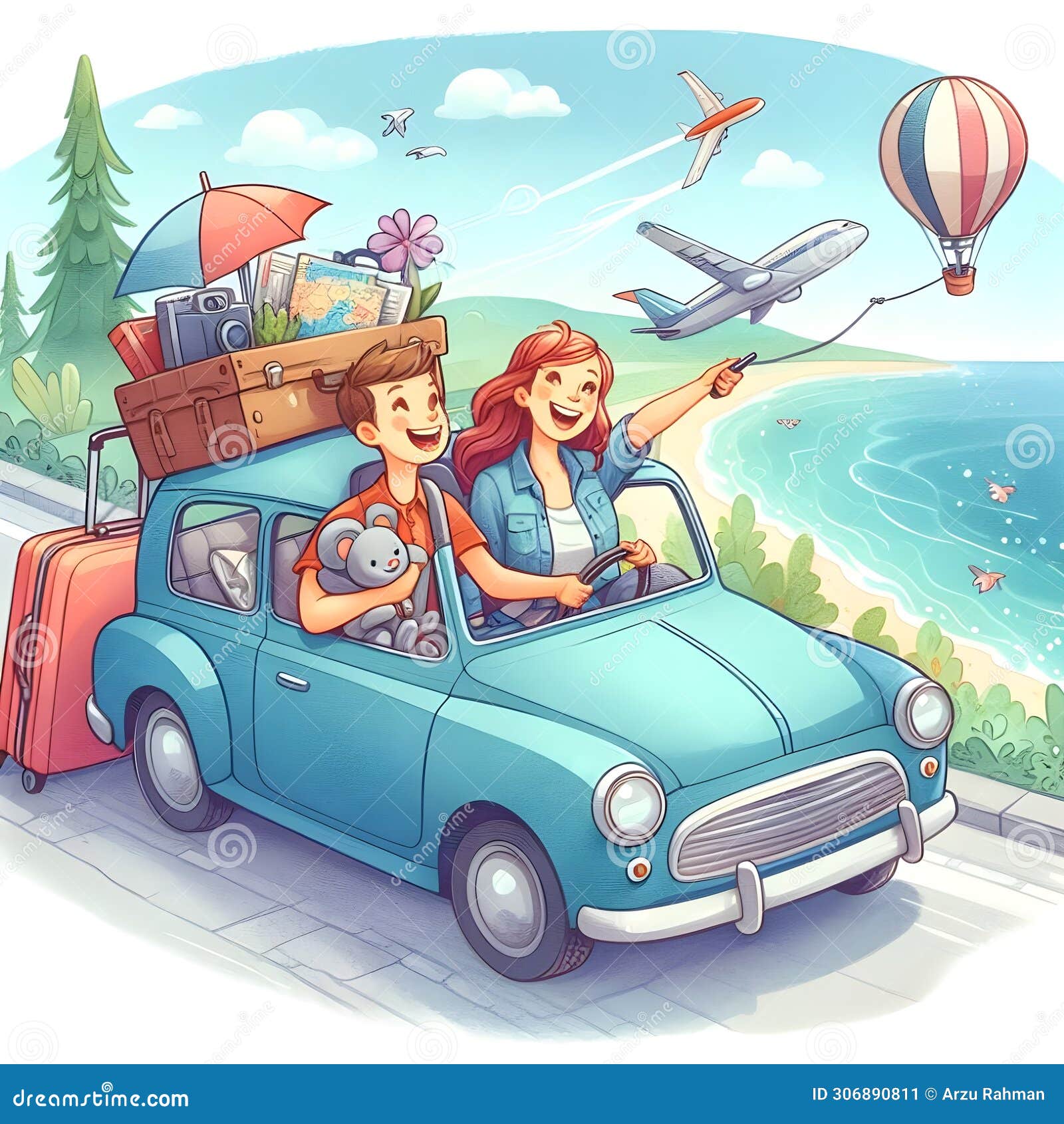 Happy family tour stock illustration. Illustration of advertising ...