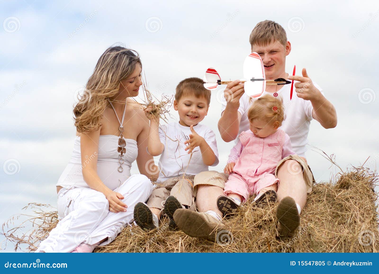 Happy Family Toy Aircraft Model on Haystack Stock Image - Image of ...