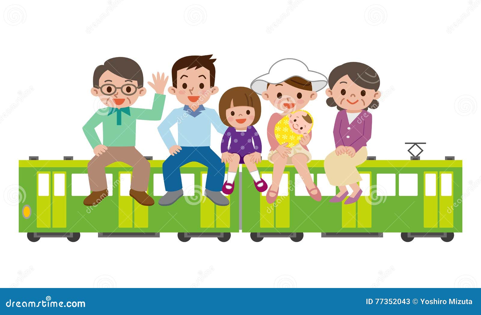 Happy Family and train stock vector. Illustration of speed - 77352043