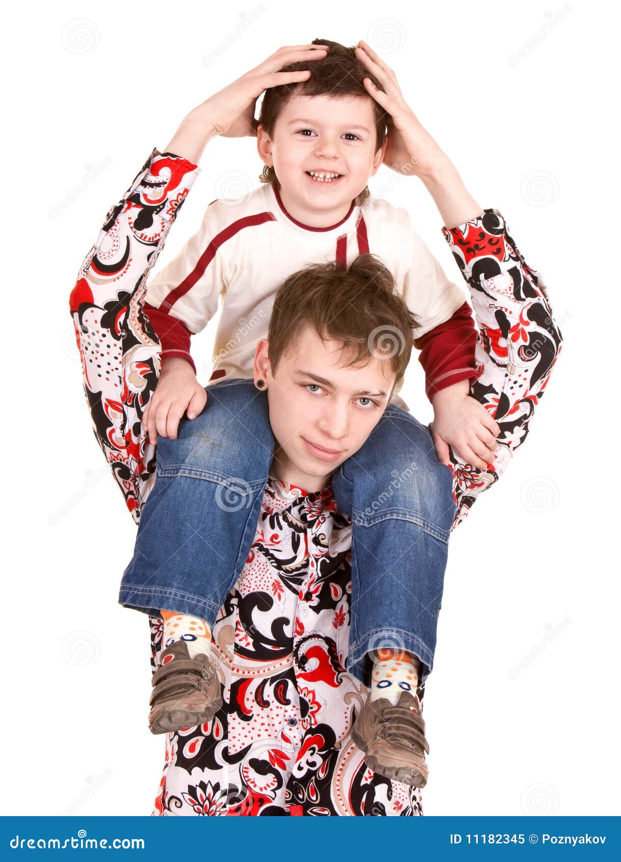 Happy Family with Two Brother. Stock Image - Image of happiness, smile ...