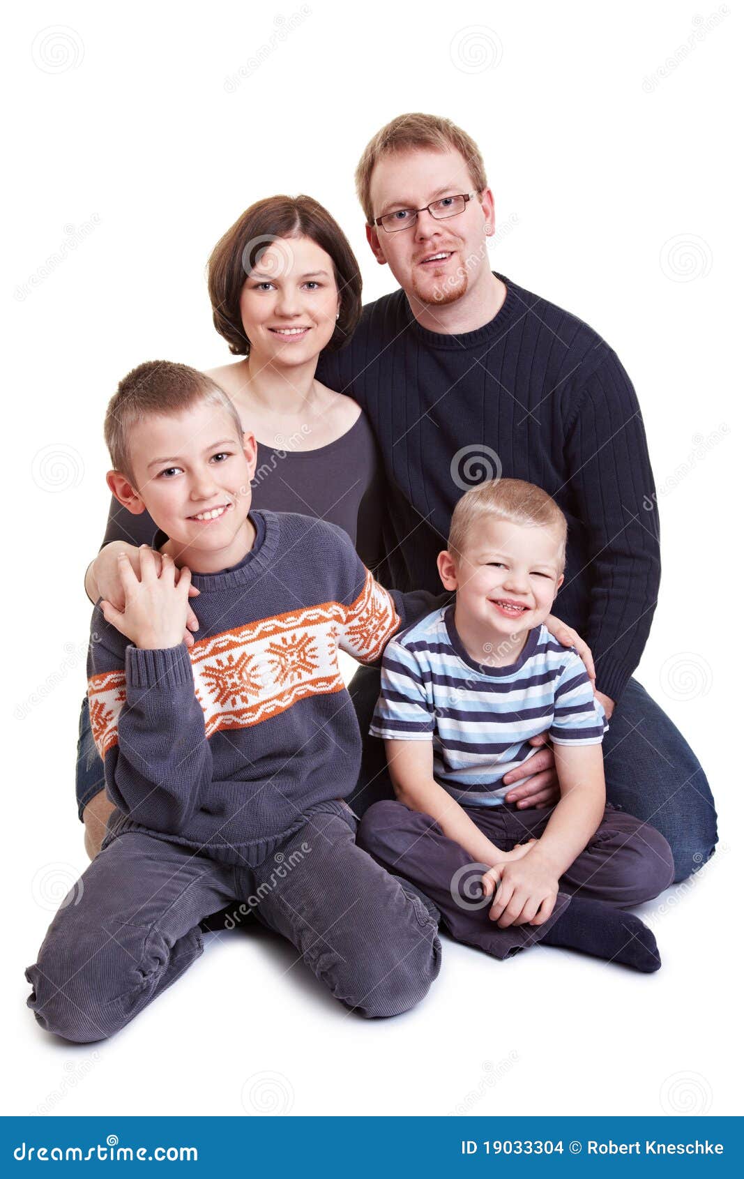 Happy family with two sons stock photo. Image of security - 19033304