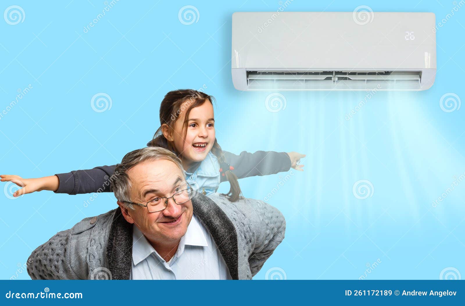 Happy Family Under Air Conditioning Stock Image - Image of conditioner ...
