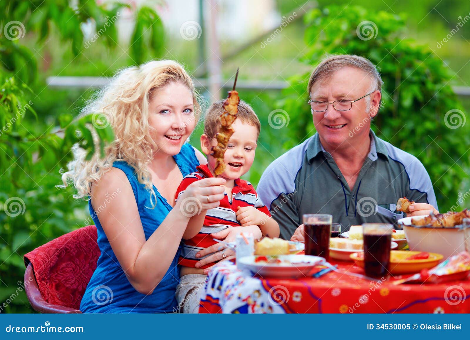 Happy Family on the Weekend Home Party Stock Image - Image of mature ...