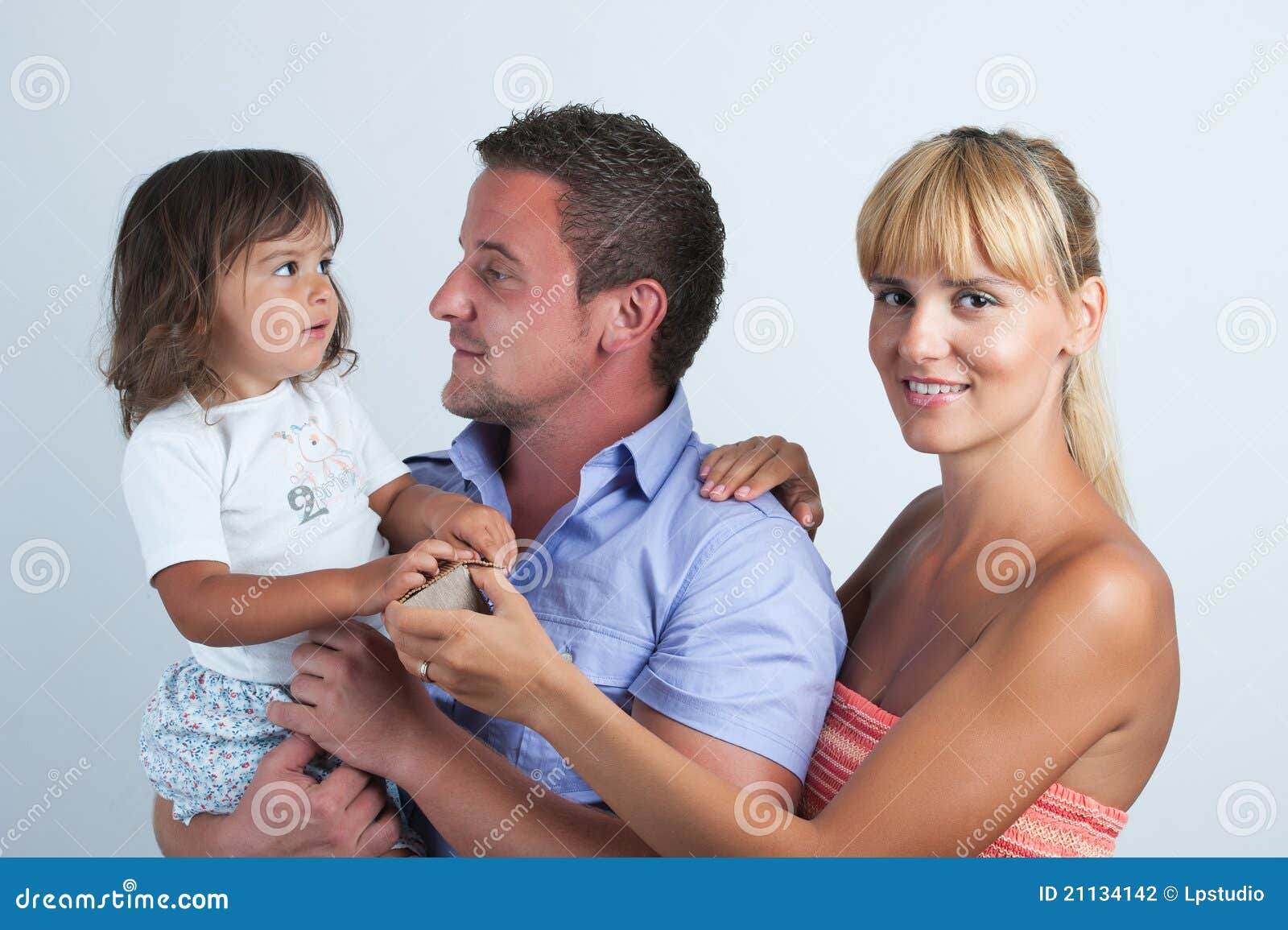 A Happy Family on White Background. Stock Photo - Image of adult ...