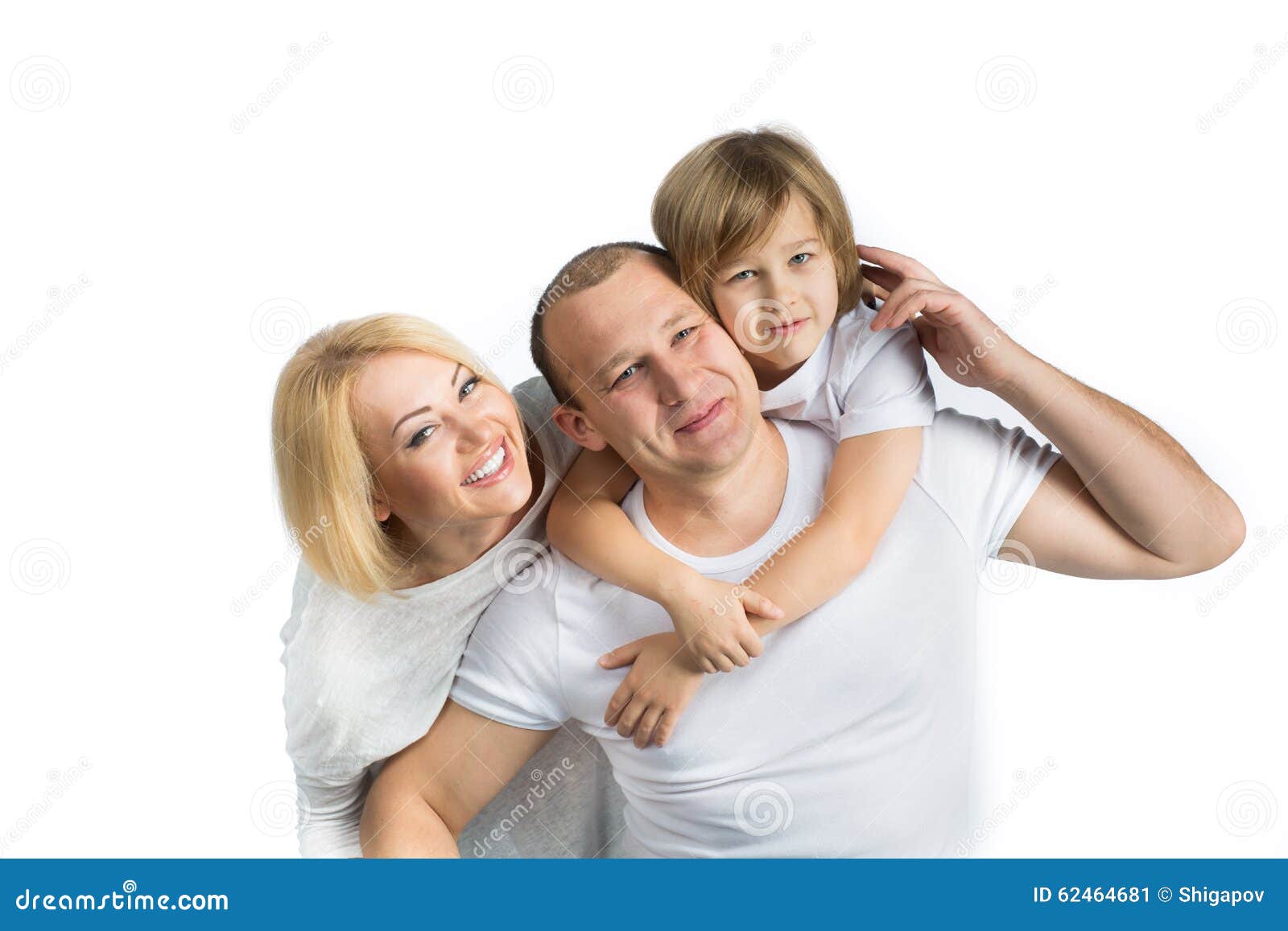Happy Family on White Background Stock Image - Image of cute, father ...