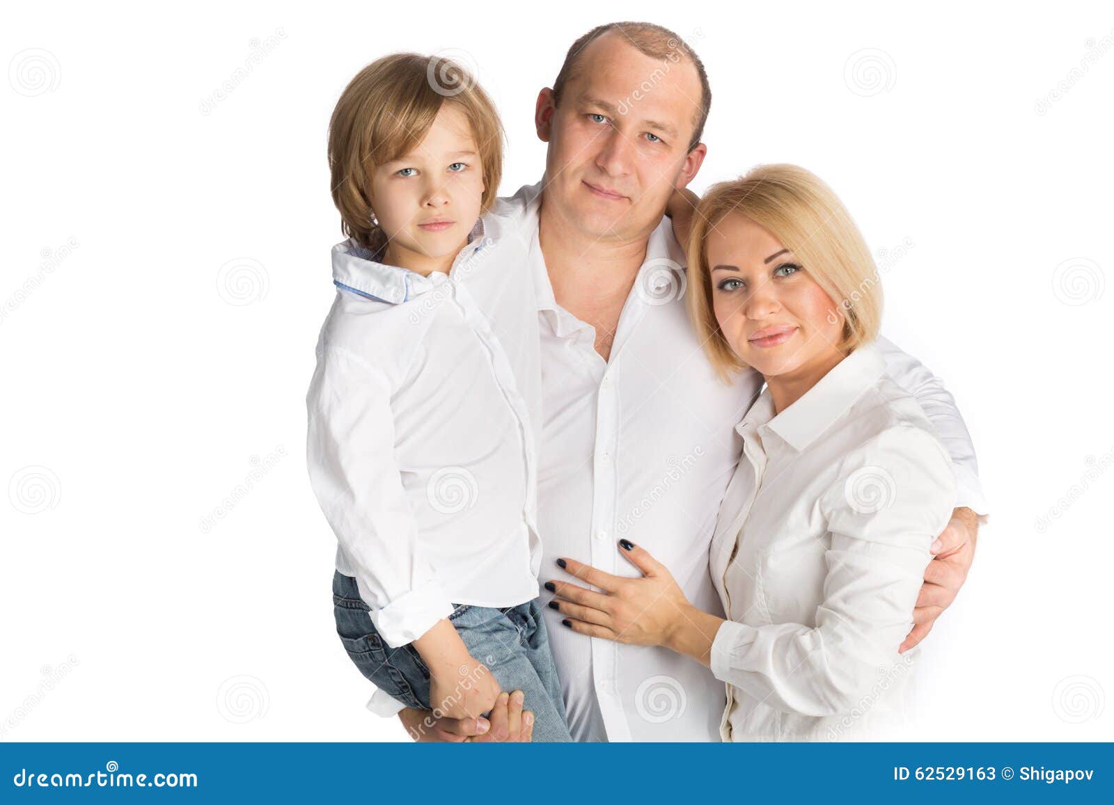 Happy Family on White Background Stock Image - Image of casual, love ...