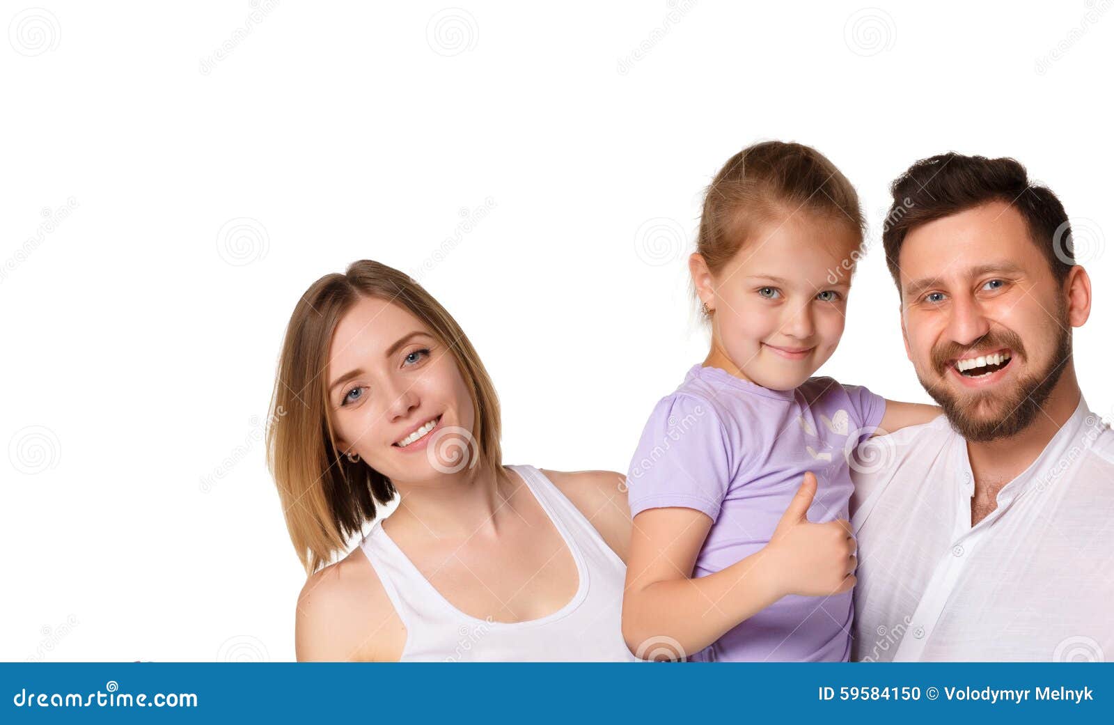 Happy Family on White Background Stock Photo - Image of looking ...