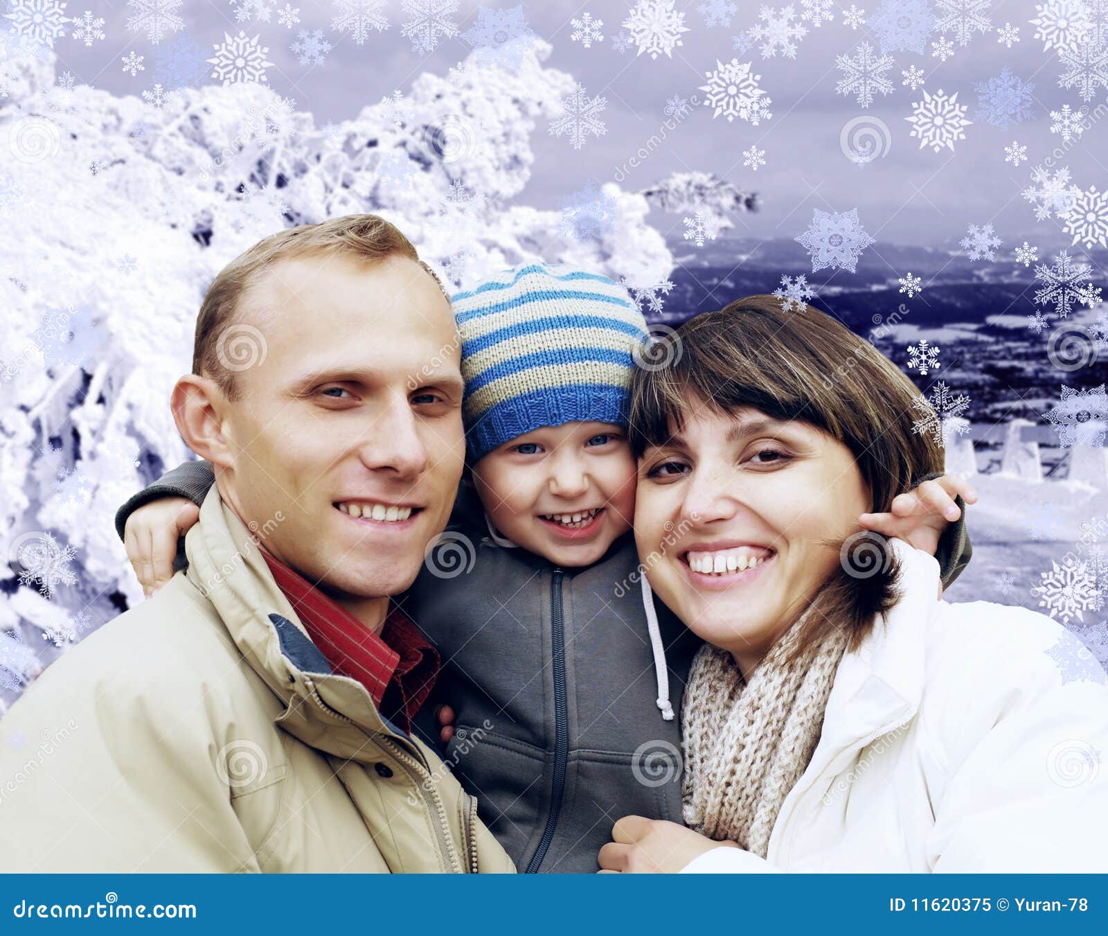 Happy family in winter stock image. Image of clouds, blue - 11620375