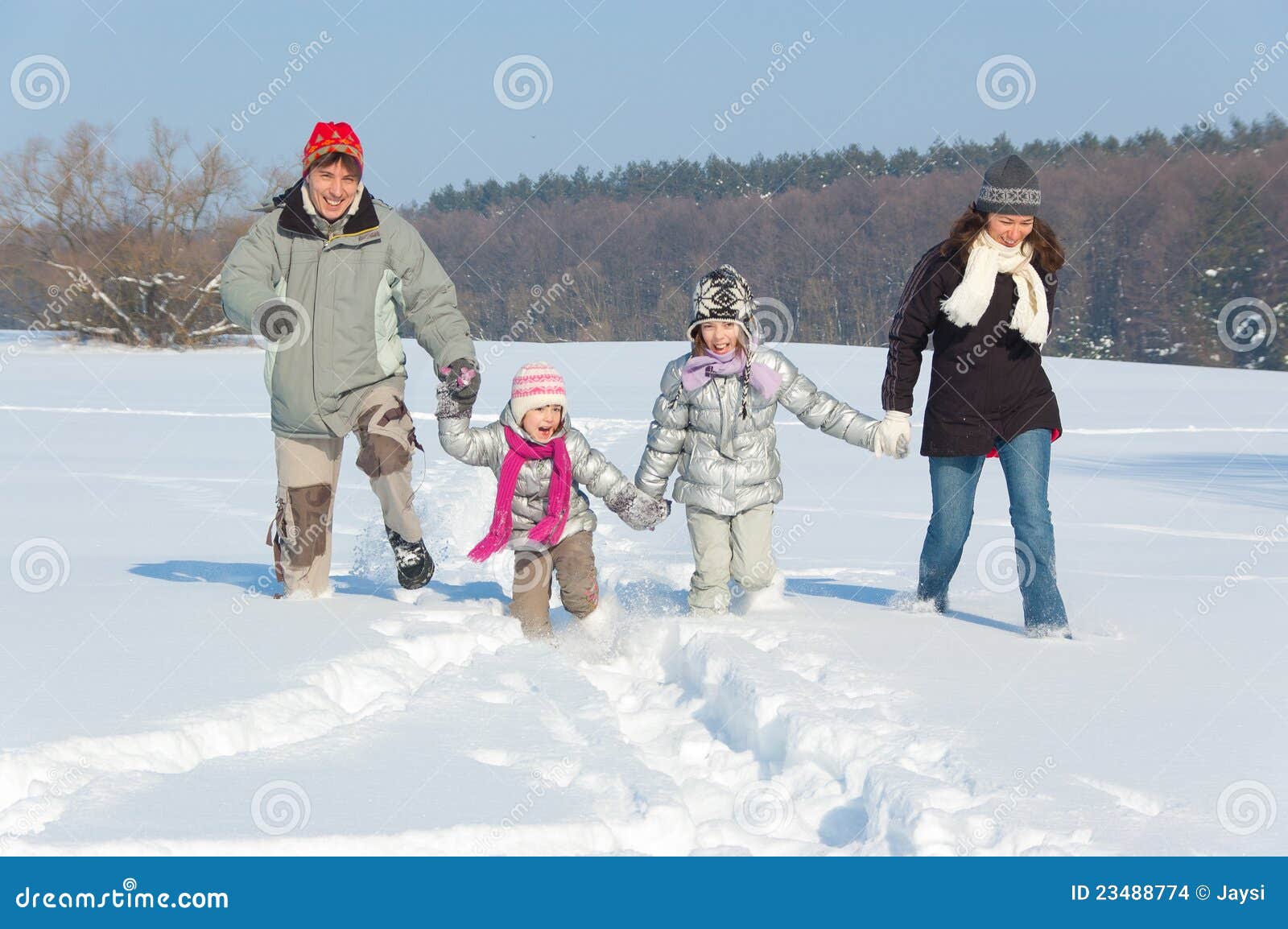 Happy Family Winter Fun Outdoors Stock Photo - Image of laughing, child ...