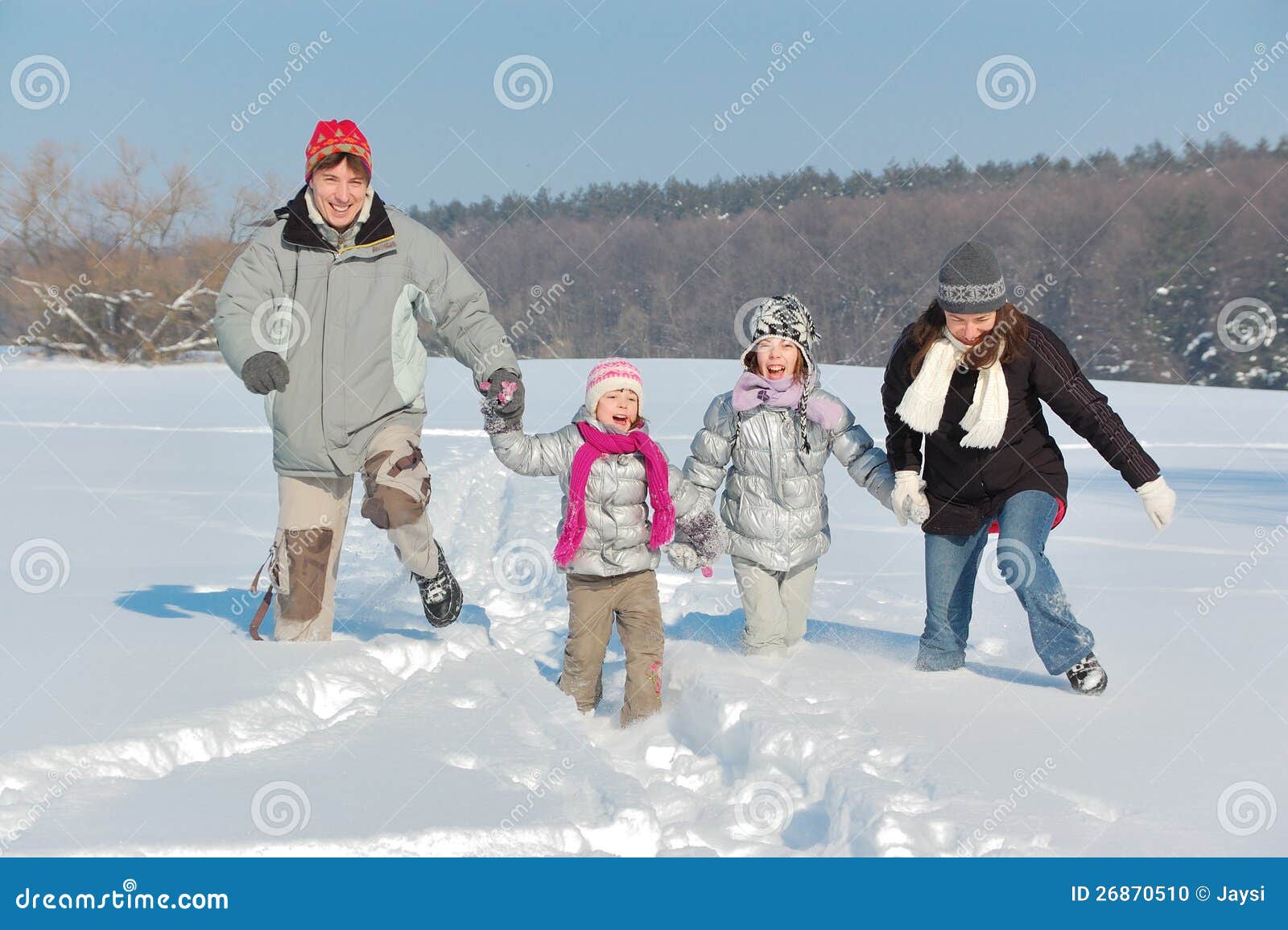 Happy Family Winter Fun Outdoors Stock Photo - Image of caucasian ...